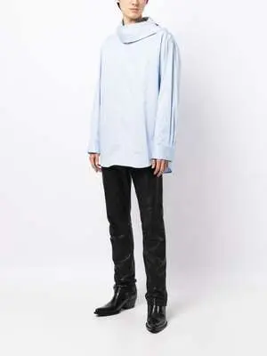 SYSTEM Oversize-pointed Collar Cotton Shirt
