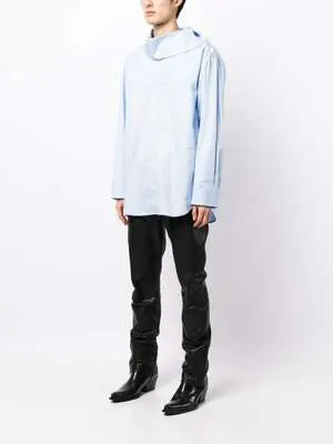 SYSTEM Oversize-pointed Collar Cotton Shirt