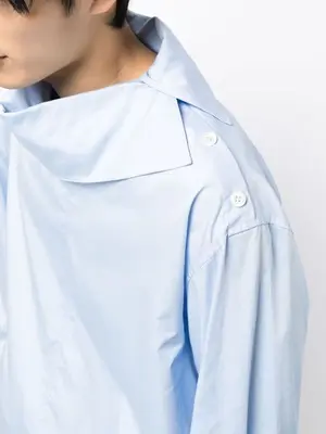 SYSTEM Oversize-pointed Collar Cotton Shirt