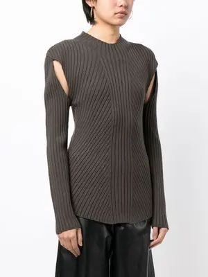 LOW CLASSIC Ribbed-knit Jumper With Cut-out Detailing