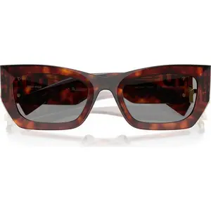 Miu Miu Miu Miu 53mm Rectangular Sunglasses Grey Havana