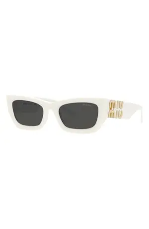 Miu Miu 53mm Rectangular Sunglasses - White