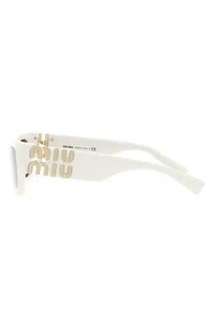 Miu Miu 53mm Rectangular Sunglasses - White