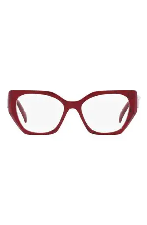 Prada 54mm Square Optical Glasses - Black White/ Red