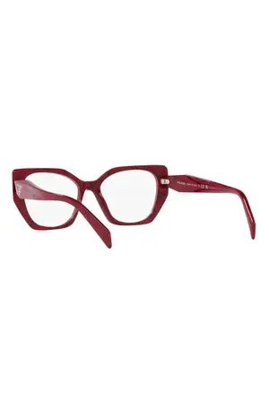 Prada 54mm Square Optical Glasses - Black White/ Red