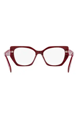 Prada 54mm Square Optical Glasses - Black White/ Red