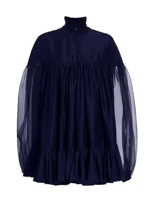 Azeeza Women's Eliza Shirred Silk Minidress - Navy  - Navy