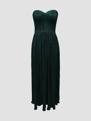 Dress The Population Audrina Plissé Strapless Gown - Deep Emerald