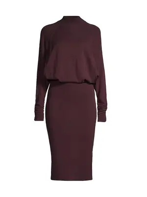 REISS Women's Freya Wool-Blend Midi-Dress - Burgundy  - Burgundy