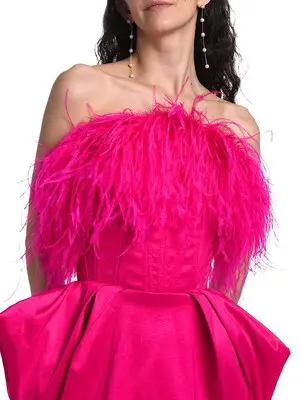MICHAEL COSTELLO Paula Feather-trimmed Minidress