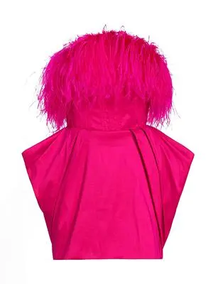 MICHAEL COSTELLO Paula Feather-trimmed Minidress