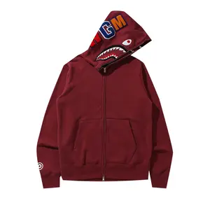 A BATHING APE Double Side Shark Full Zip Hoodie - Red