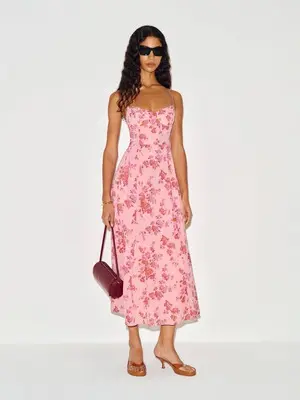 REFORMATION Jaelyn Midi Dress - Pink