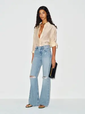 REFORMATION Cary Low Rise Wide Leg Jeans - Blue