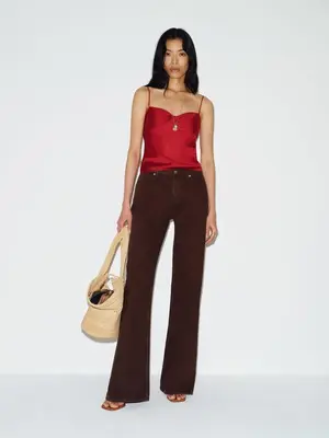 REFORMATION Cary Low Rise Wide Leg Jeans - Brown