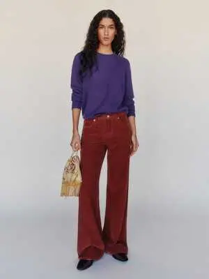 REFORMATION Cary Low Rise Wide Leg Jeans - Red