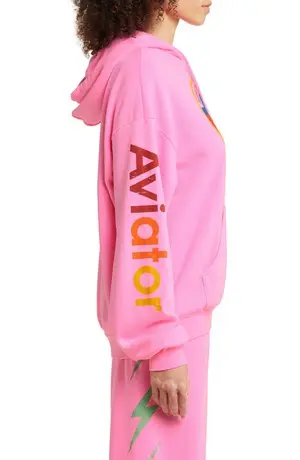 Aviator Nation Relaxed Graphic Hoodie - Neon Pink