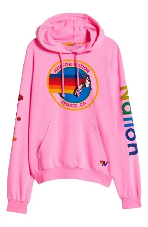 Aviator Nation Relaxed Graphic Hoodie - Neon Pink