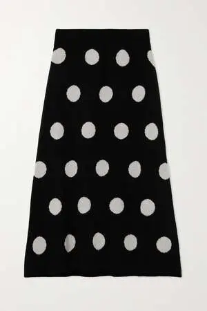 Batsheva Saga Polka-dot Merino Wool And Cashmere-blend Midi Skirt