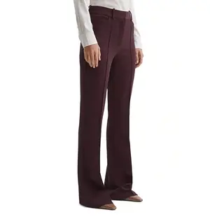 REISS Gabi Flare Leg Trousers - Berry