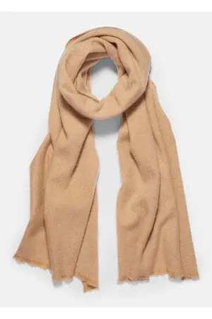 Vince Herringbone Cashmere Scarf Natural