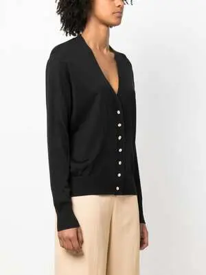 JIL SANDER Fine-knit V-neck Cardigan - Black