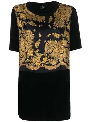 Etro Paisley-print Cotton T-shirt - Black