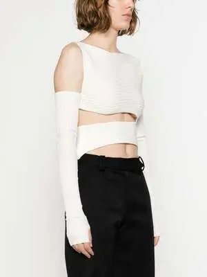ANDREĀDAMO Asymmetric Cut-out Top - White