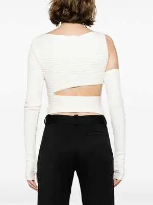 ANDREĀDAMO Asymmetric Cut-out Top - White