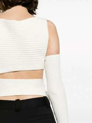 ANDREĀDAMO Asymmetric Cut-out Top - White