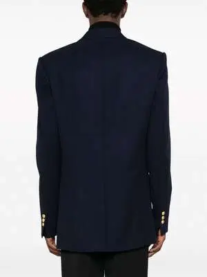 Balmain Double-breasted Virgin-wool Blazer - Blue