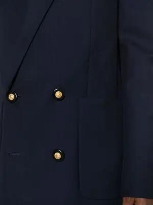 Balmain Double-breasted Virgin-wool Blazer - Blue