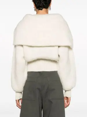 SA SU PHI Zip-up Puff-sleeves Cardigan - White