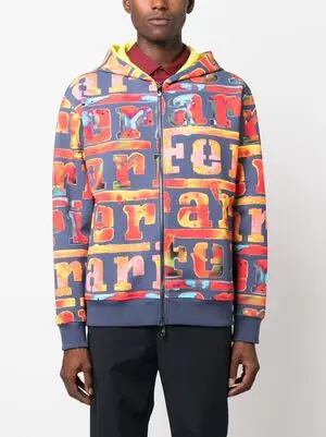 FERRARI Logo-painterly Zip-up Hoodie