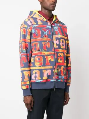 FERRARI Logo-painterly Zip-up Hoodie