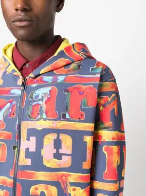FERRARI Logo-painterly Zip-up Hoodie