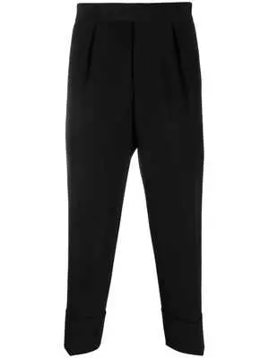SAPIO Pleat-detail Wool-cotton Tailored Trousers - Black