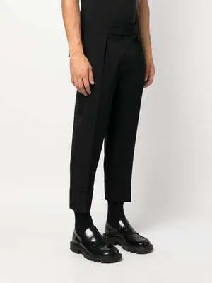 SAPIO Pleat-detail Wool-cotton Tailored Trousers - Black