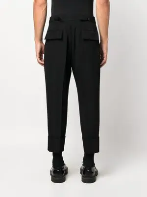 SAPIO Pleat-detail Wool-cotton Tailored Trousers - Black