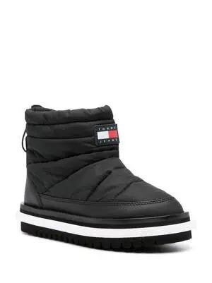 Tommy Hilfiger Logo-patch Padded Ankle Boots - Black