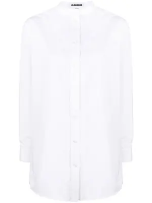 JIL SANDER Band-collar Cotton Poplin Shirt - White