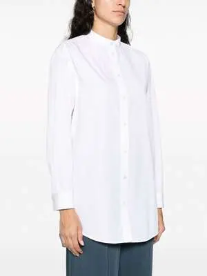 JIL SANDER Band-collar Cotton Poplin Shirt - White