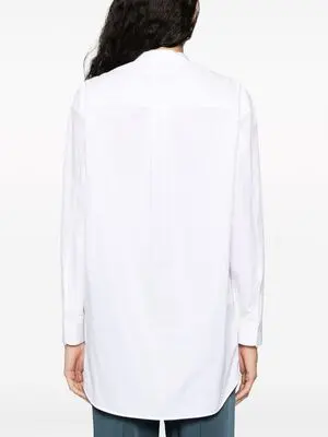 JIL SANDER Band-collar Cotton Poplin Shirt - White