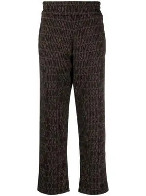 Moschino Logo-jacquard Straight-leg Trousers - Brown