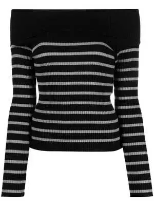 SEMICOUTURE Striped Virgin Wool Jumper - Black