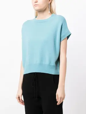 TEDDY CASHMERE Genova Sleeveless Cropped Cashmere Jumper - Blue