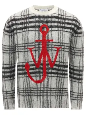 JW Anderson Tartan-check Crew-neck Jumper - White