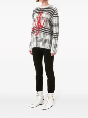 JW Anderson Tartan-check Crew-neck Jumper - White