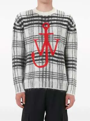 JW Anderson Tartan-check Crew-neck Jumper - White