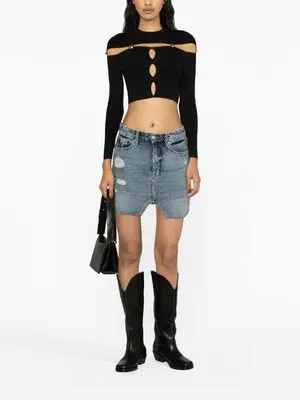 Versace Cut-out Ribbed-knit Cropped Top